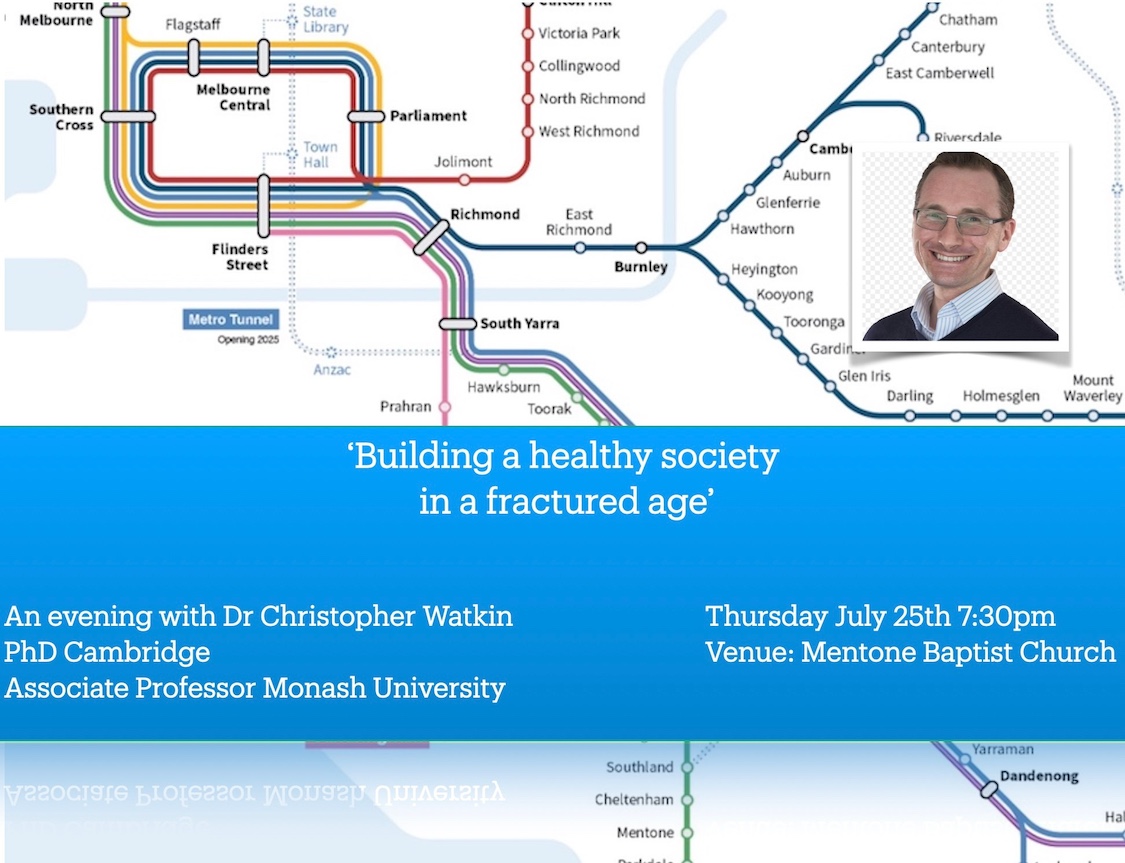 Christopher Watkin speaks on creating a healthy society ...